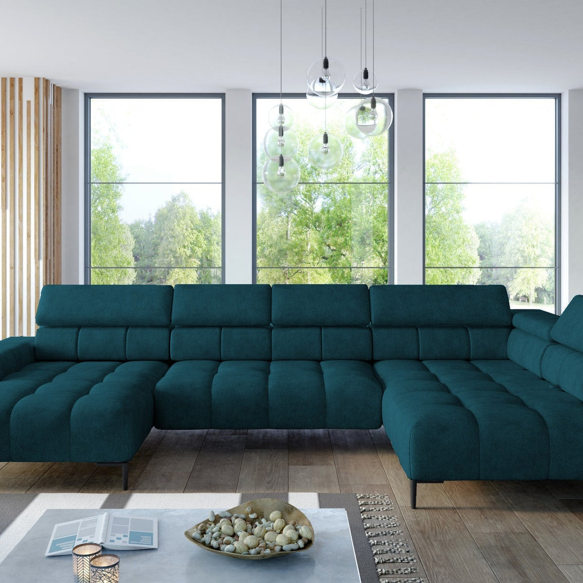 Coltar PLAZA XL, personalizabil, 385x216x76/99 cm, reglaj electric, tetiere reglabile | vanzari ...