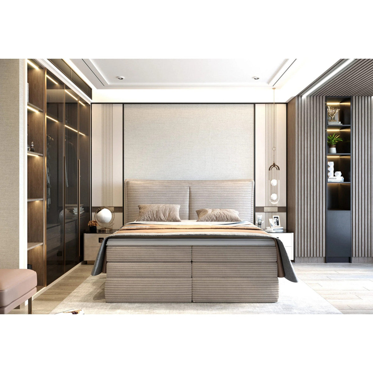 Pat MADDEN 160 boxspring, personalizabil, 2 lazi depozitare, cu saltele ...