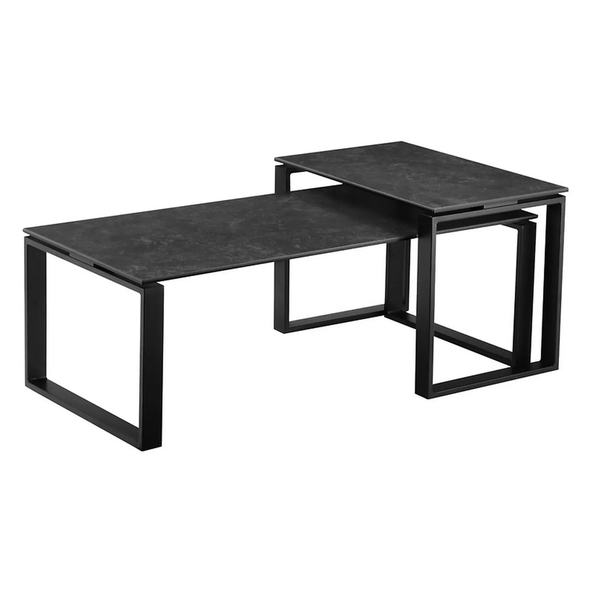 Set 2 masute PETRA, negru, ceramica/metal – magazinemobila.ro